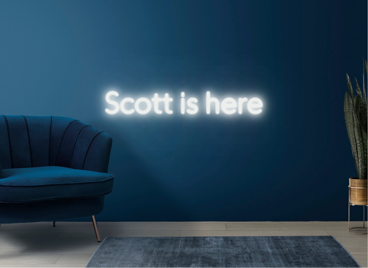 CUSTOM SIGN: Scott is here - Electric-Confetti USA